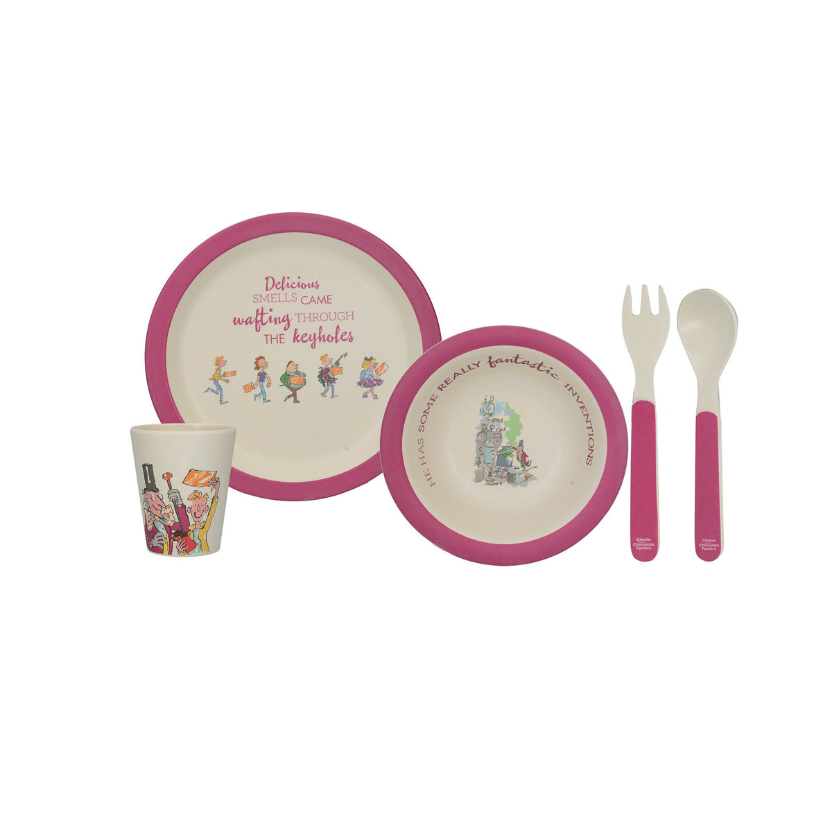 Roald Dahl Charlie & Chocolate Factory Eco Bamboo Kids Dinnerware Set ...