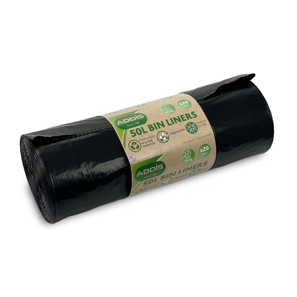 Addis 50L Black Kitchen Bin Bag Liners – All-Green