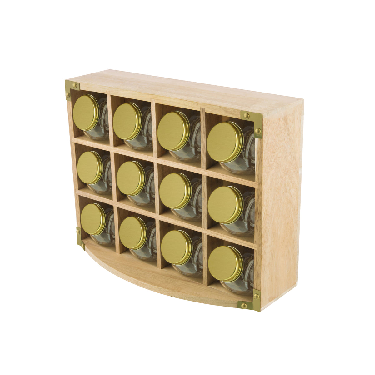 Captivate Kitchen Pantry Acacia Wood 12 Jar Spice Rack – All-Green