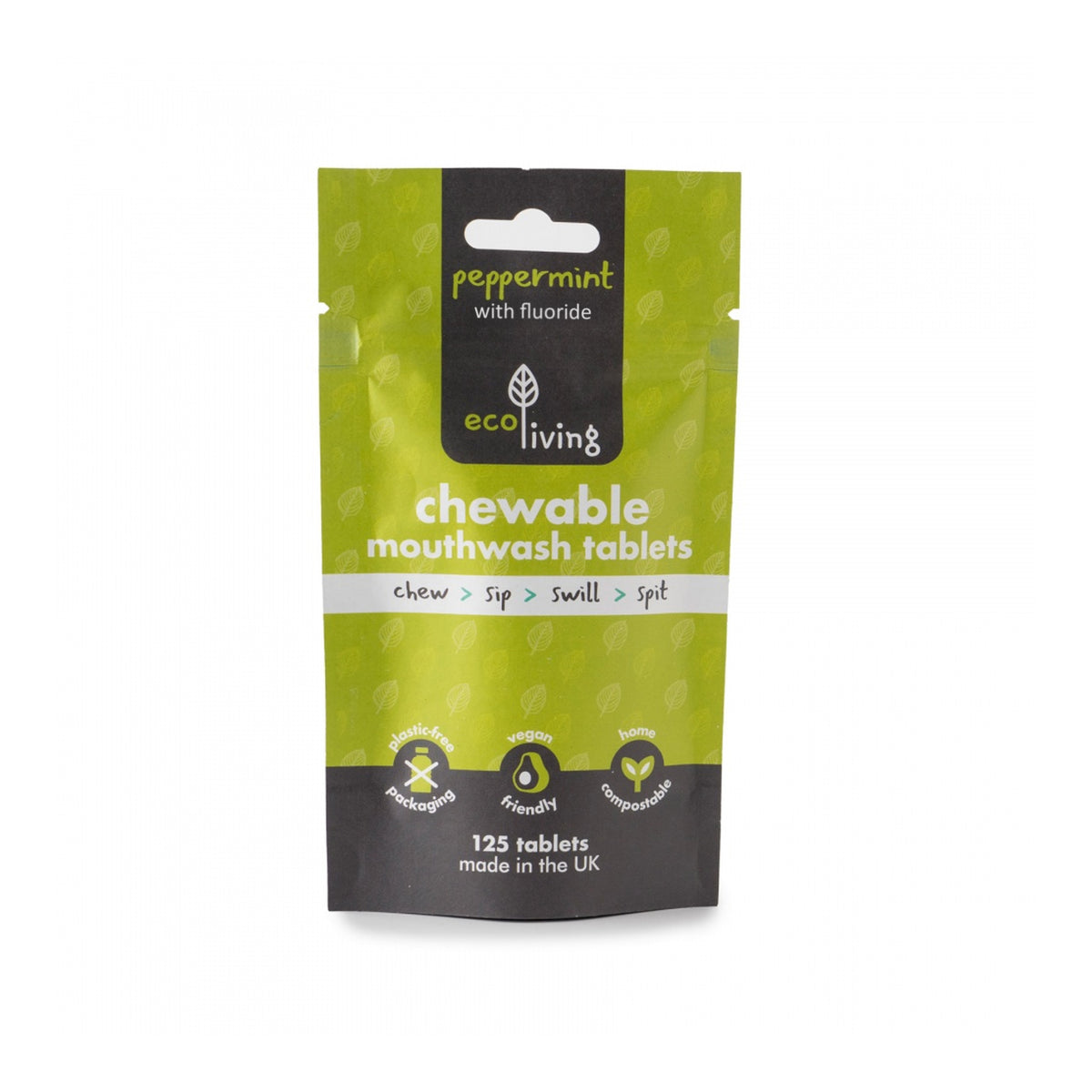 Eco Living Peppermint Mouthwash Tablets Refill Pack - With Fluoride ...