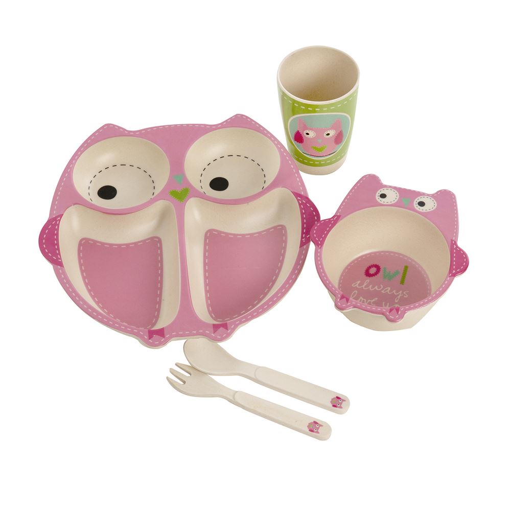 Eddingtons Owl Eco-Friendly Bamboo Children's Dinnerware Set – All-Green