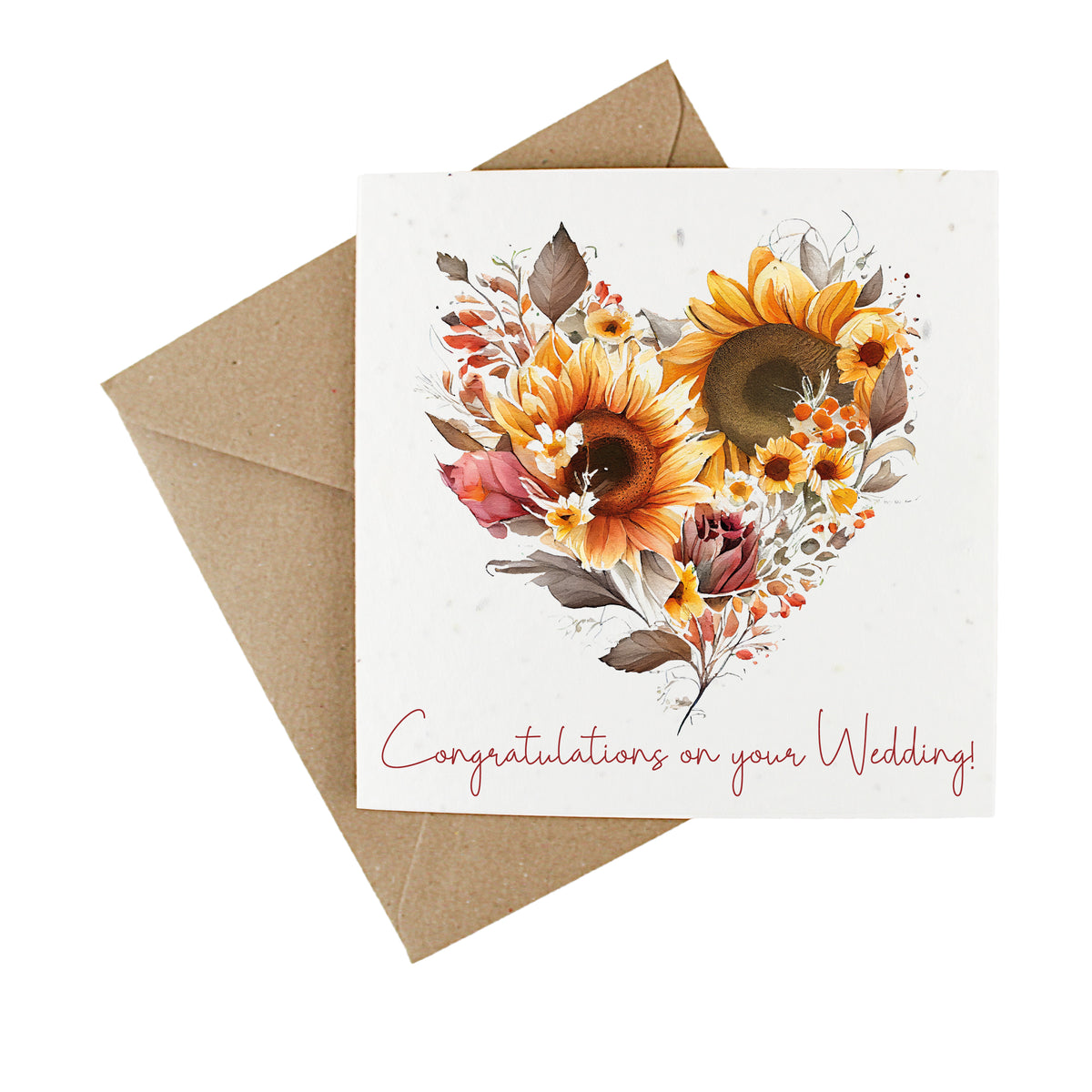 Easy Eco Plantable Seeded Floral Heart Wedding Congratulations Card ...