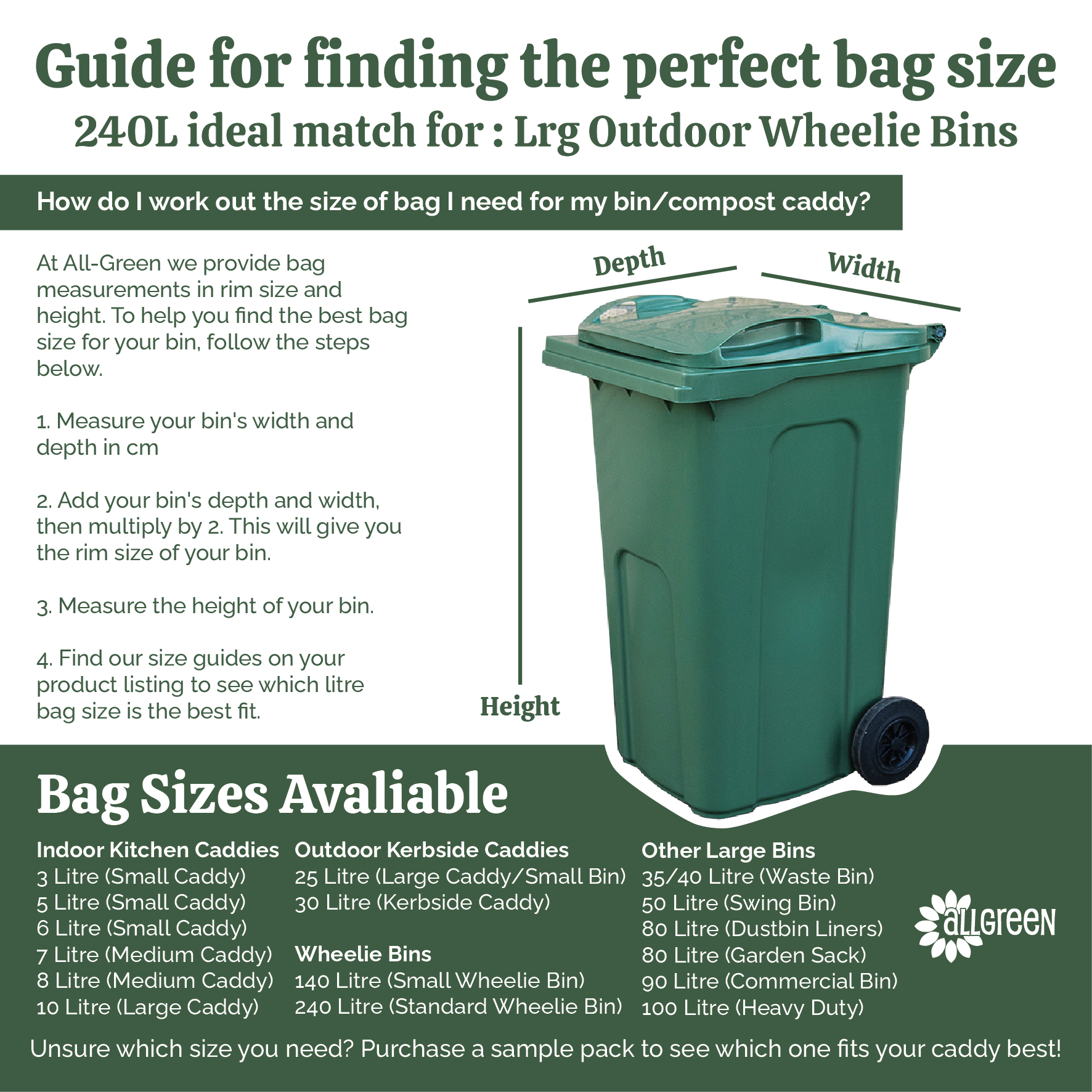240L Compost Bag Large Wheelie Bin Compostable Bin Bag Liners – All-Green