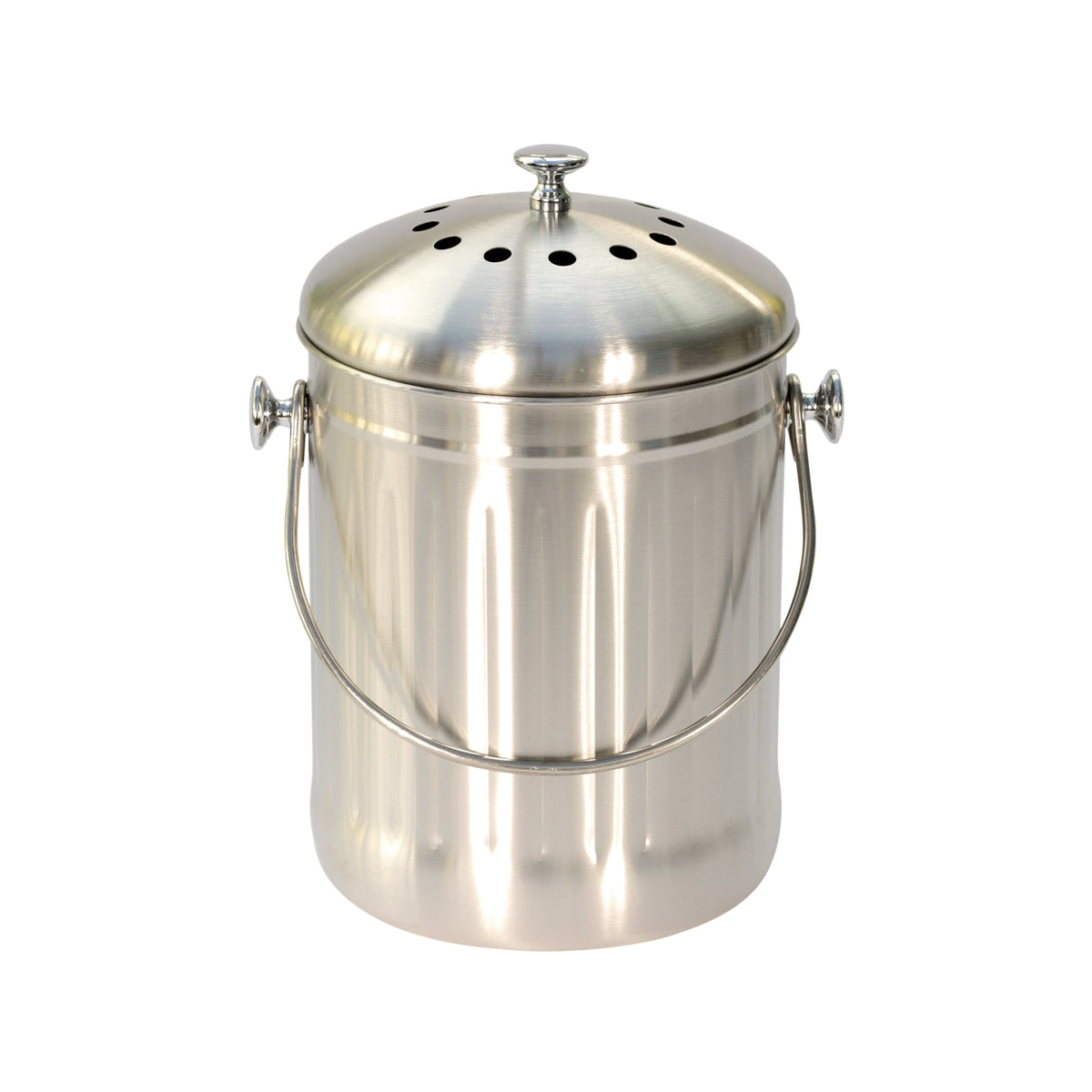 KitchenCraft Brushed Stainless Steel Compost Caddy – All-Green