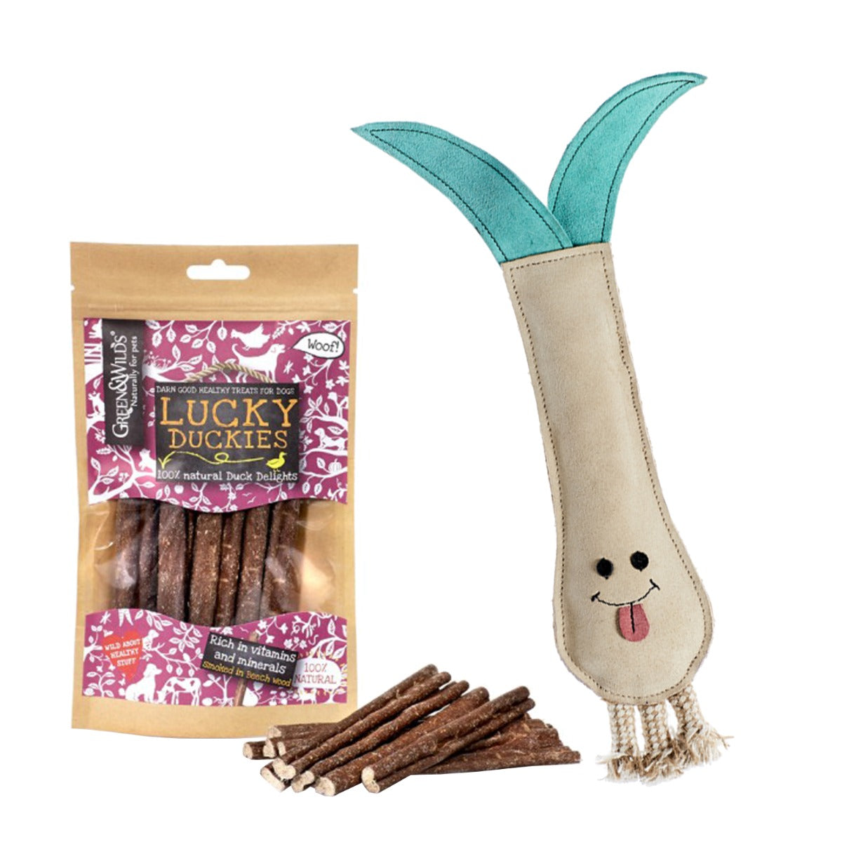 Green & Wilds Dog Gift Set - Lenny Leek & Treat Bag Option – All-Green