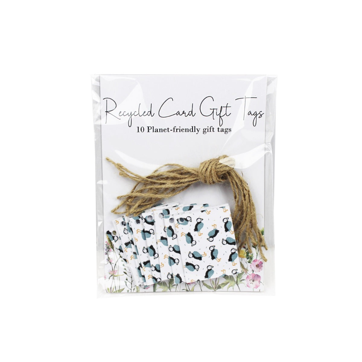 Easy Eco Puffins Patterned Recycled Card Folded Gift Tags Pack – All-Green