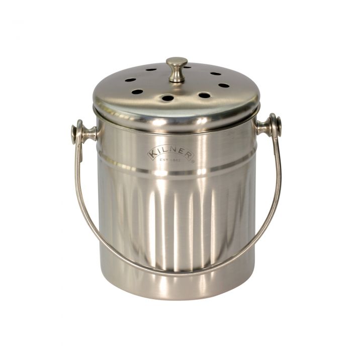 Mini Brushed Stainless Steel Compost Caddy from All Green – All-Green